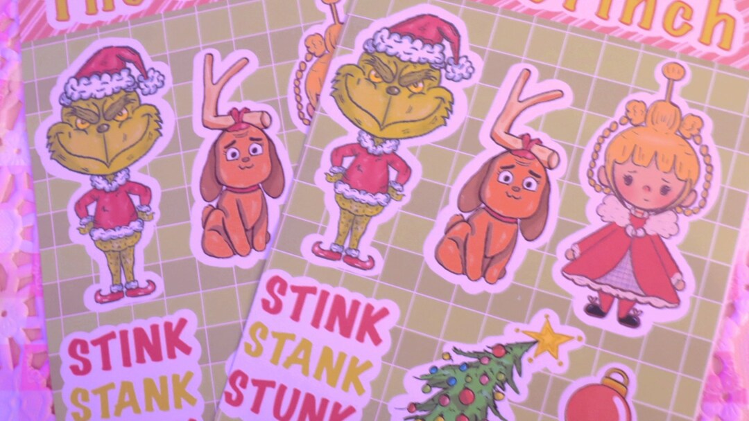 The Grinch Sticker Sheet Journal Stickers Stationary - Etsy