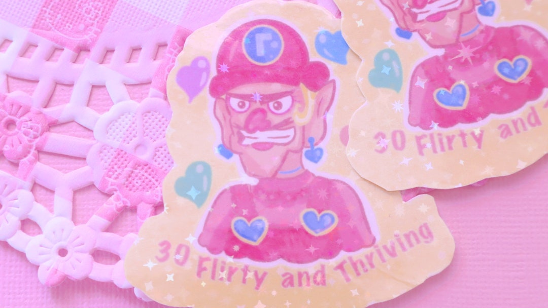 Kawaii Funny Waluigi Mario Sticker | Holographic Dicut Stickers ...