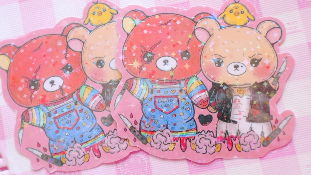 Bears Dressed as Chucky Holographic Dicut Sticker | Journal Stickers ...