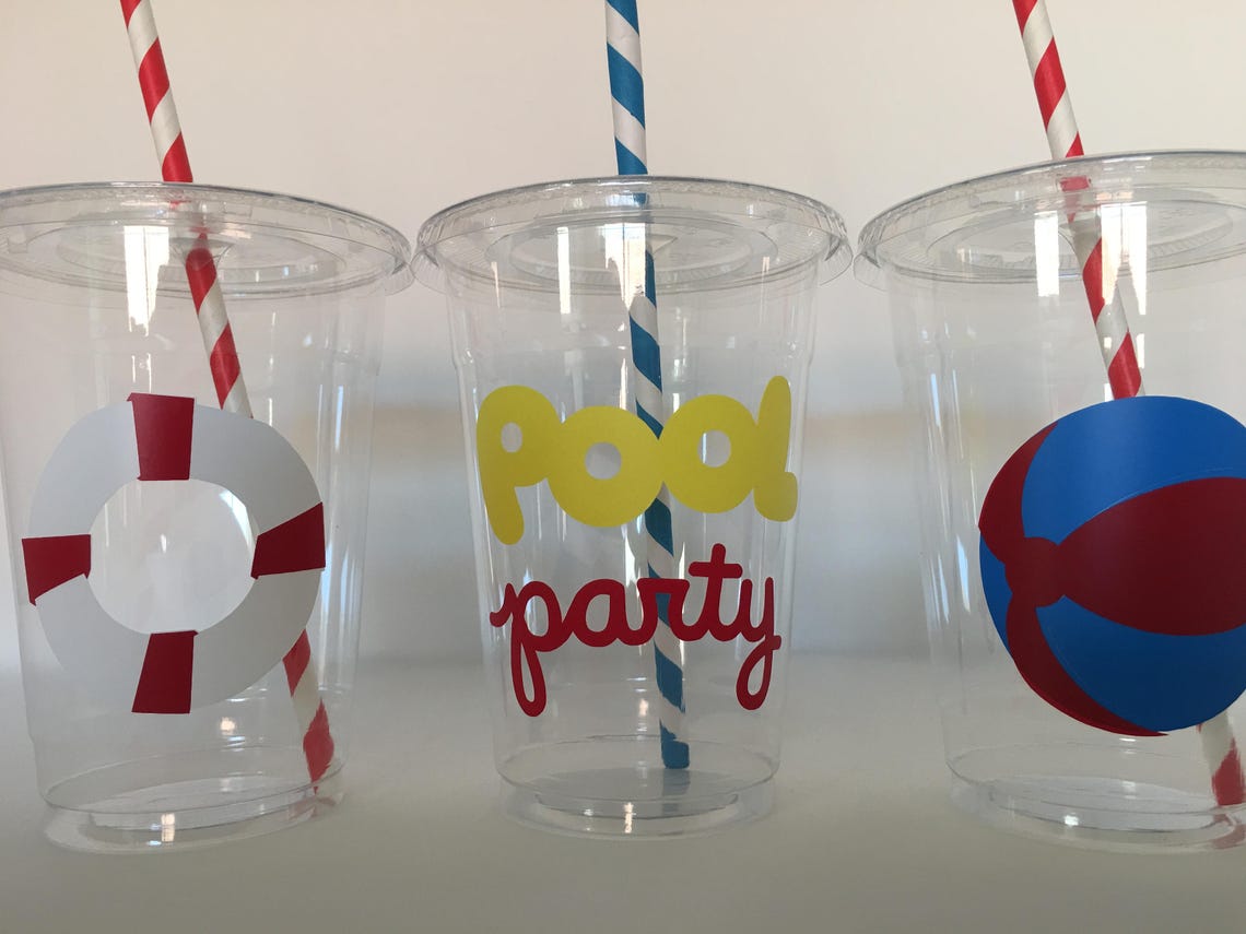 Pool Party Cups Swimming Party Cups Summer Party Cups Pool - Etsy