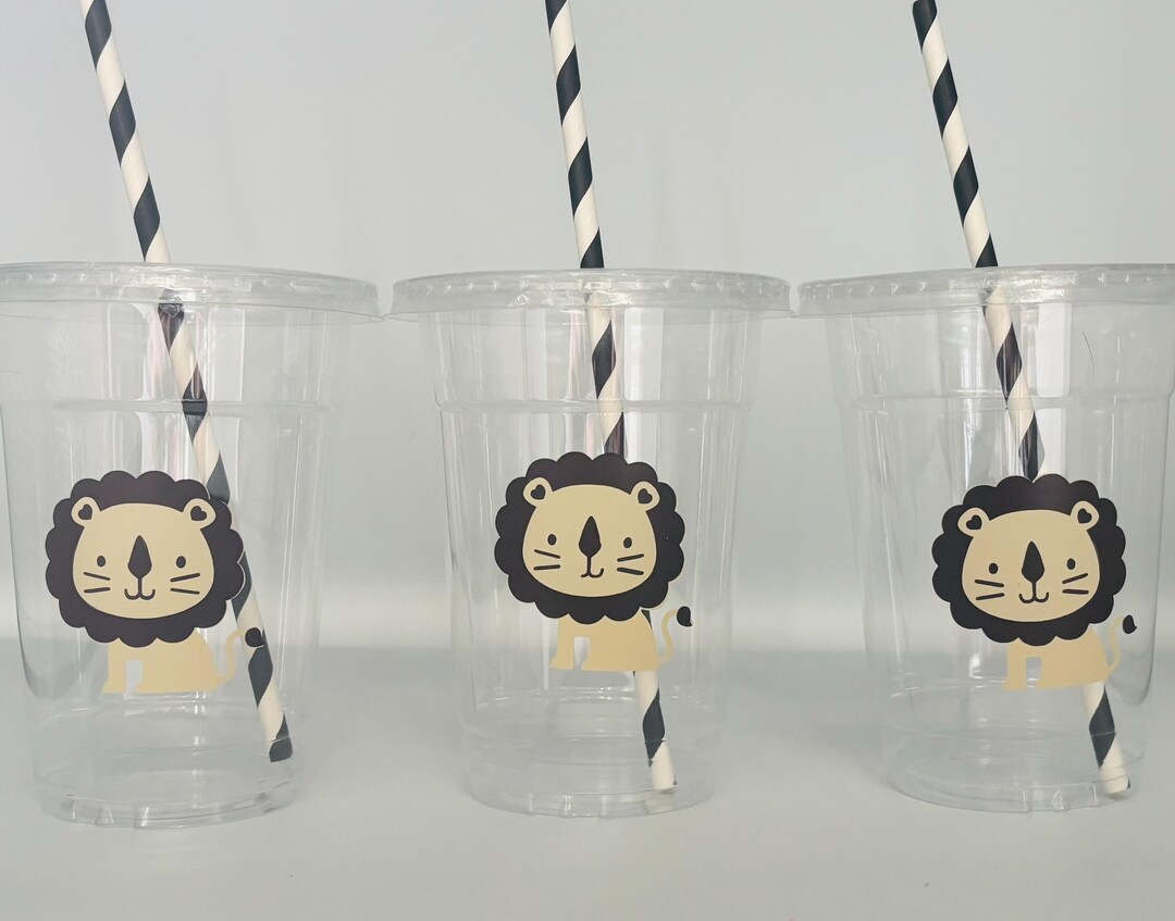 Lion Party Cups, Zoo Party Cups, Lion Birthday Party Cups, Lion Baby ...