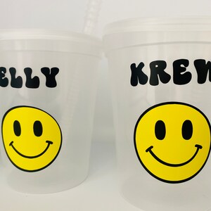 Smiley Party Cups, Smiley Birthday Party Favors, Reusable Cups, Custom ...
