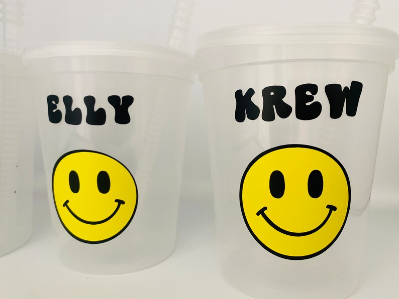 Smiley Party Cups, Smiley Birthday Party Favors, Reusable Cups, Custom ...