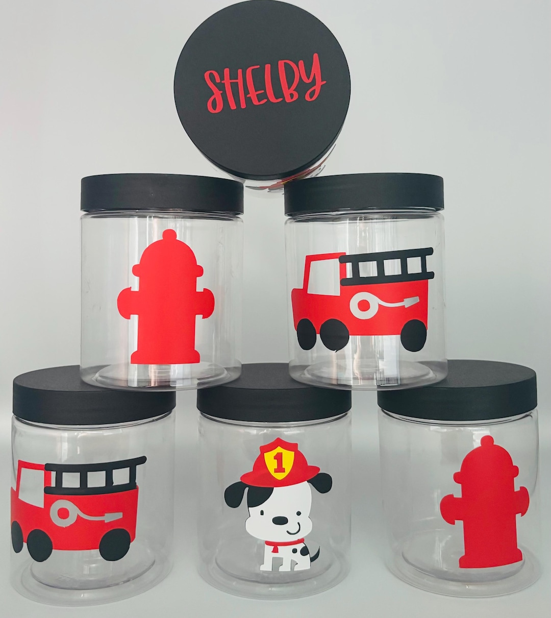 Fireman Party Favors, Firetruck Party Containers, Fireman Birthday ...