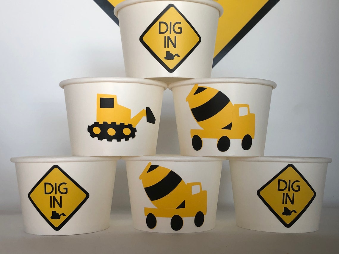 Construction Party Snack Cups Construction Birthday Party - Etsy