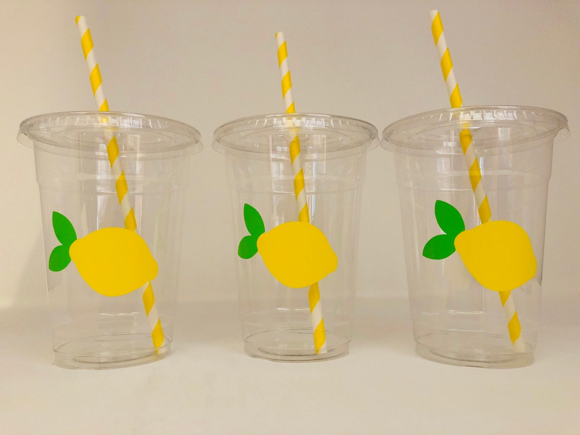 Lemon Party Cups Citrus Cups Lemon Birthday Party Lemon - Etsy