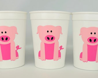 PIG PARTY CUPS Pig Birthday Cups Pig Party Favors Farm Party Cups Pig ...