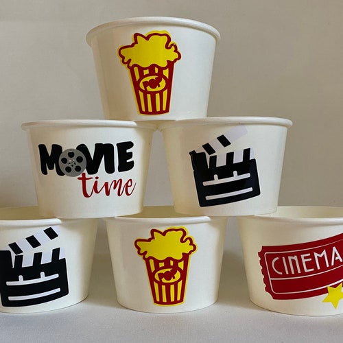POPCORN PARTY CUPS Popcorn Birthday Party Cups Movie Party - Etsy