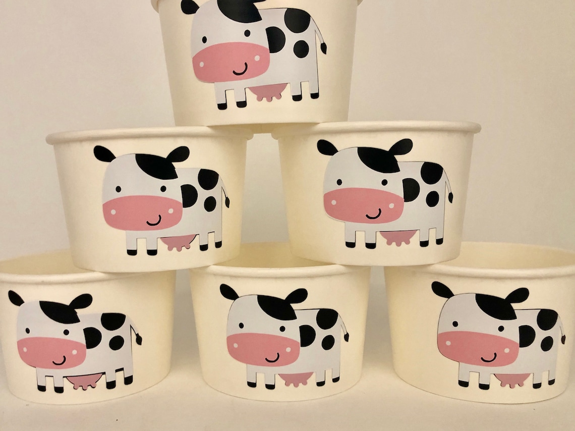 Cow Party Cups Cow Birthday Party Farm Party Cups Farm | Etsy
