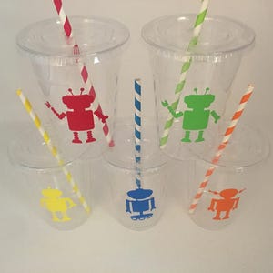 Robot Party Cups Robot Birthday Party Cups Robot Baby Shower - Etsy