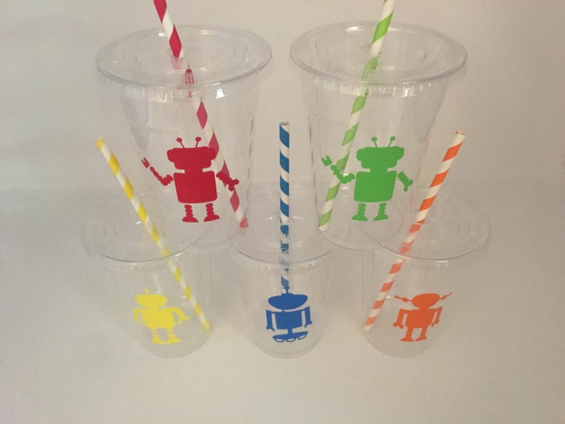 Robot Party Cups Robot Birthday Party Cups Robot Baby Shower - Etsy
