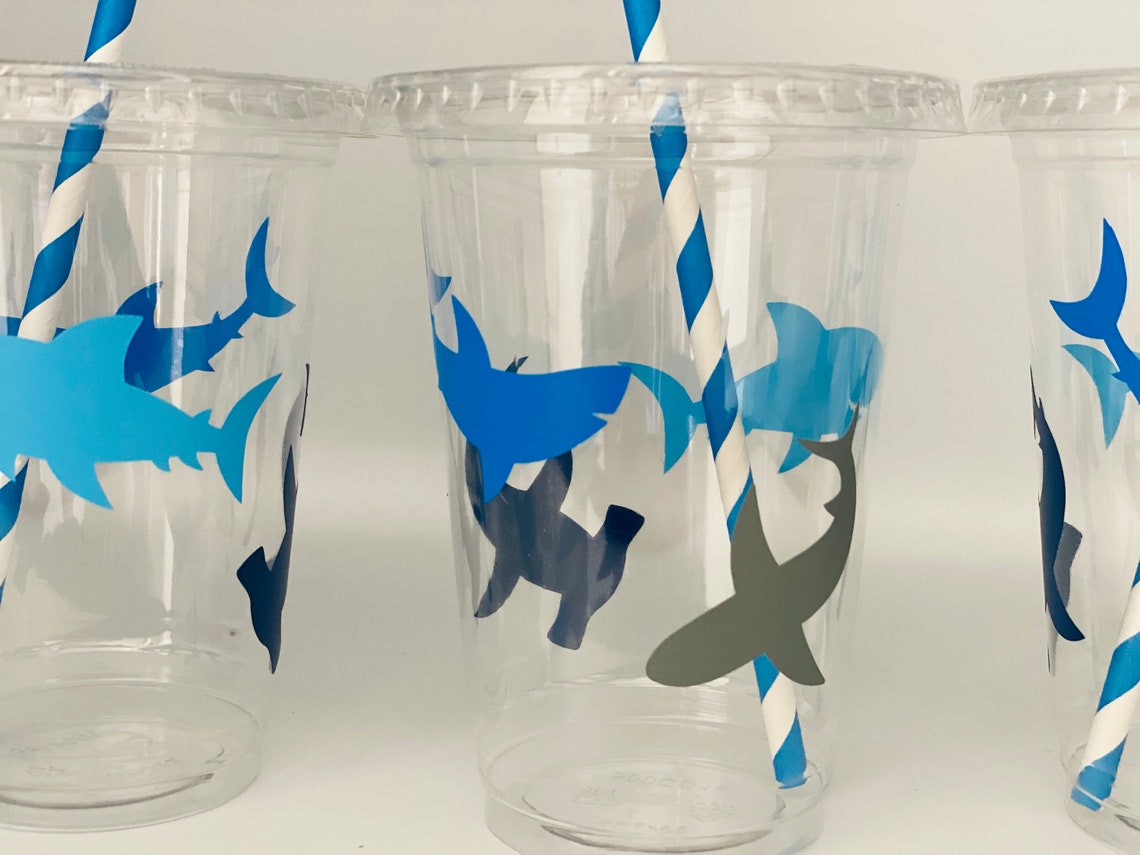 Shark Party Cups, Shark Birthday Party Cups, Ocean Party Cups, Under ...