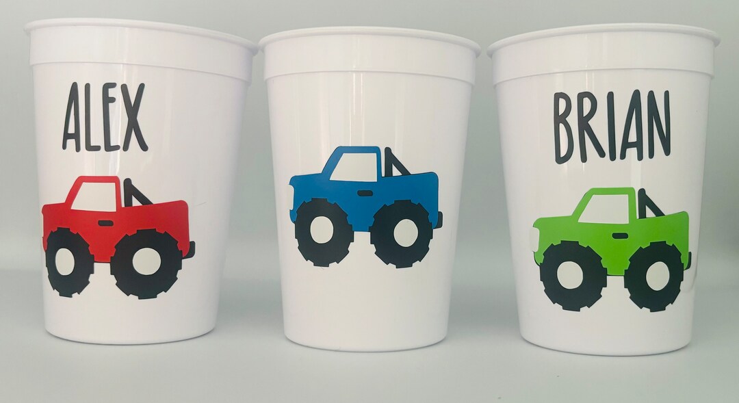 Monster Truck Party Cups, Monster Truck Birthday Party Cups, Monster ...
