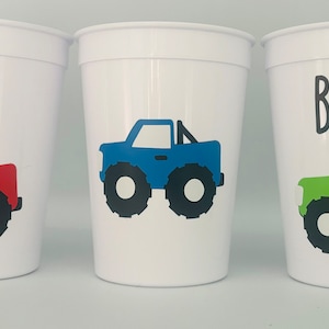 Monster Truck Party Cups, Monster Truck Birthday Party Cups, Monster ...