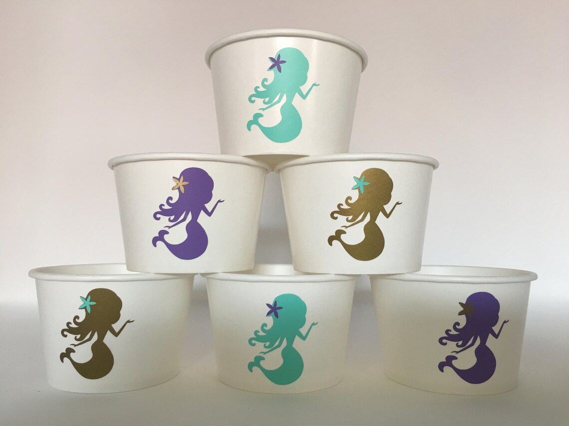 Mermaid Party Snack Cups Mermaid Birthday Party Cups Ocean | Etsy