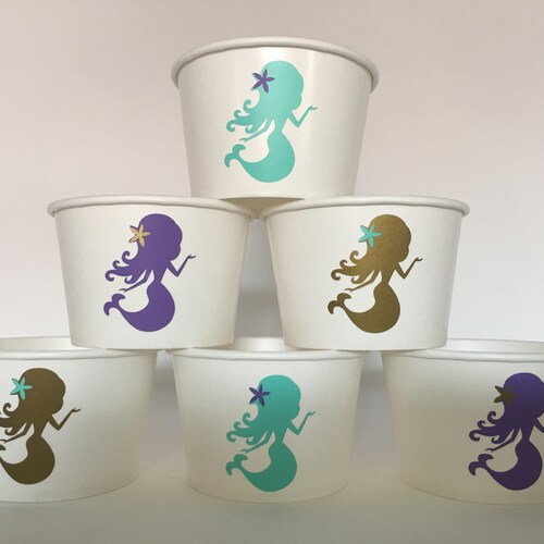 Mermaid Party Snack Cups Mermaid Birthday Party Cups Ocean - Etsy