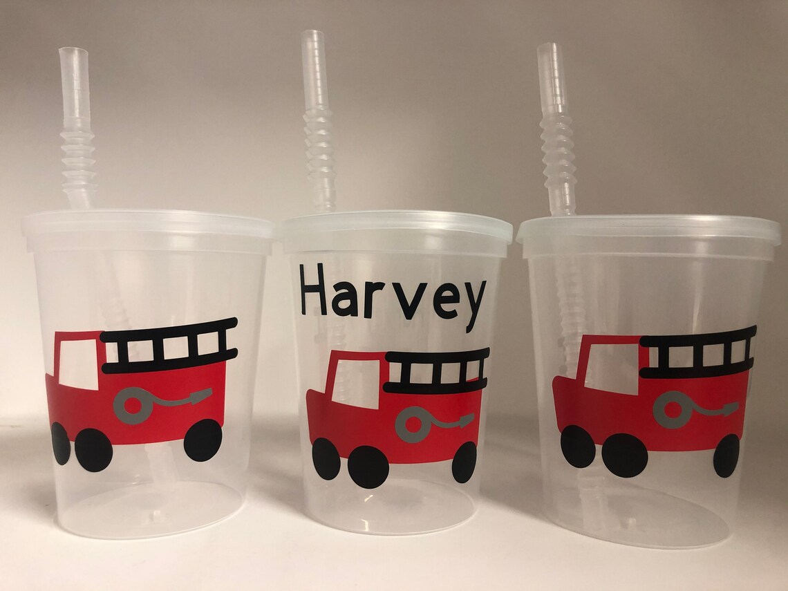 Fireman Party Cups Firetruck Party Cups Fireman Birthday - Etsy