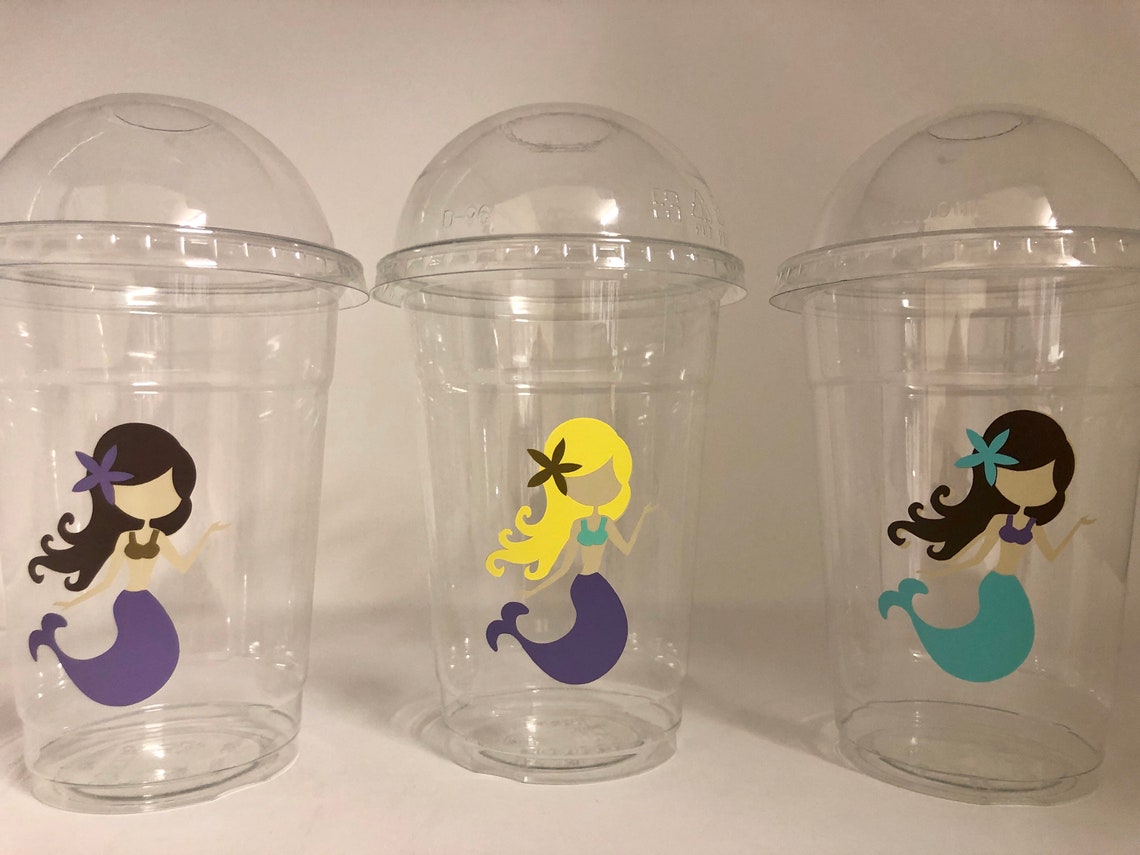 Mermaid Party Cups Mermaid Birthday party Cups Mermaid party | Etsy