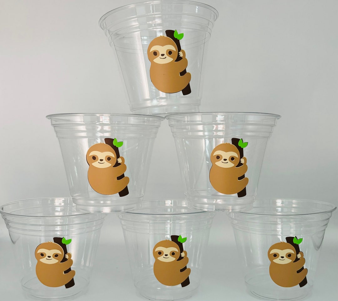 Sloth Party Cups, Sloth Birthday Party Cups, Sloth Party Favors, Sloth ...