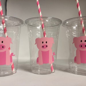 Pig Party Cups Pig Birthday Party Cups Farm Party Cups Pig | Etsy