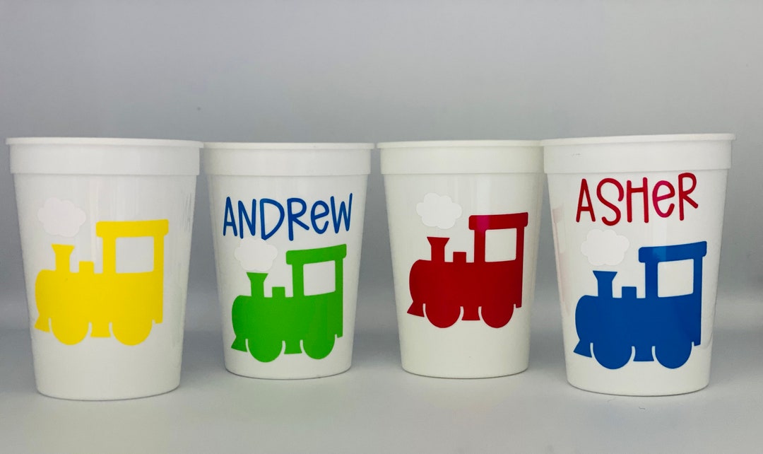 Train Party Cups, Train Birthday Party, Train Baby Shower Cups, Train ...