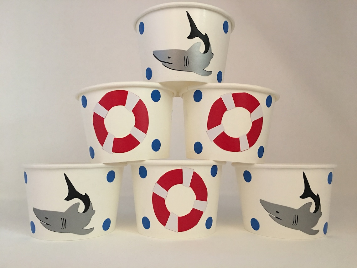 Shark Party Snack Cups Shark Birthday Party Snack Cups Shark | Etsy
