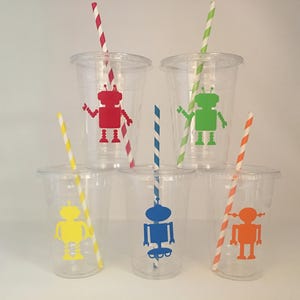 Robot Party Cups Robot Birthday Party Cups Robot Baby Shower - Etsy