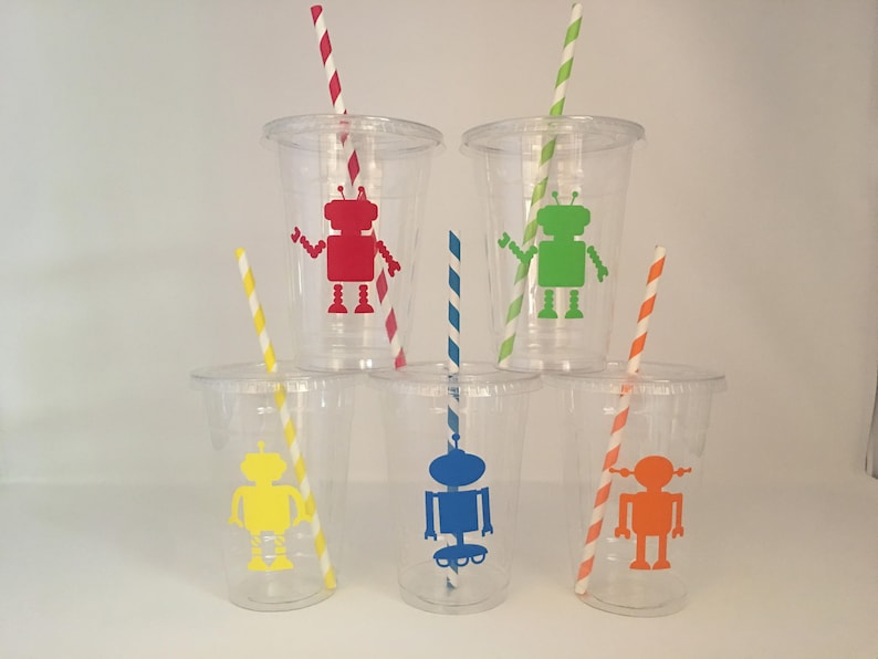 Robot Party Cups Robot Birthday Party Cups Robot Baby Shower - Etsy