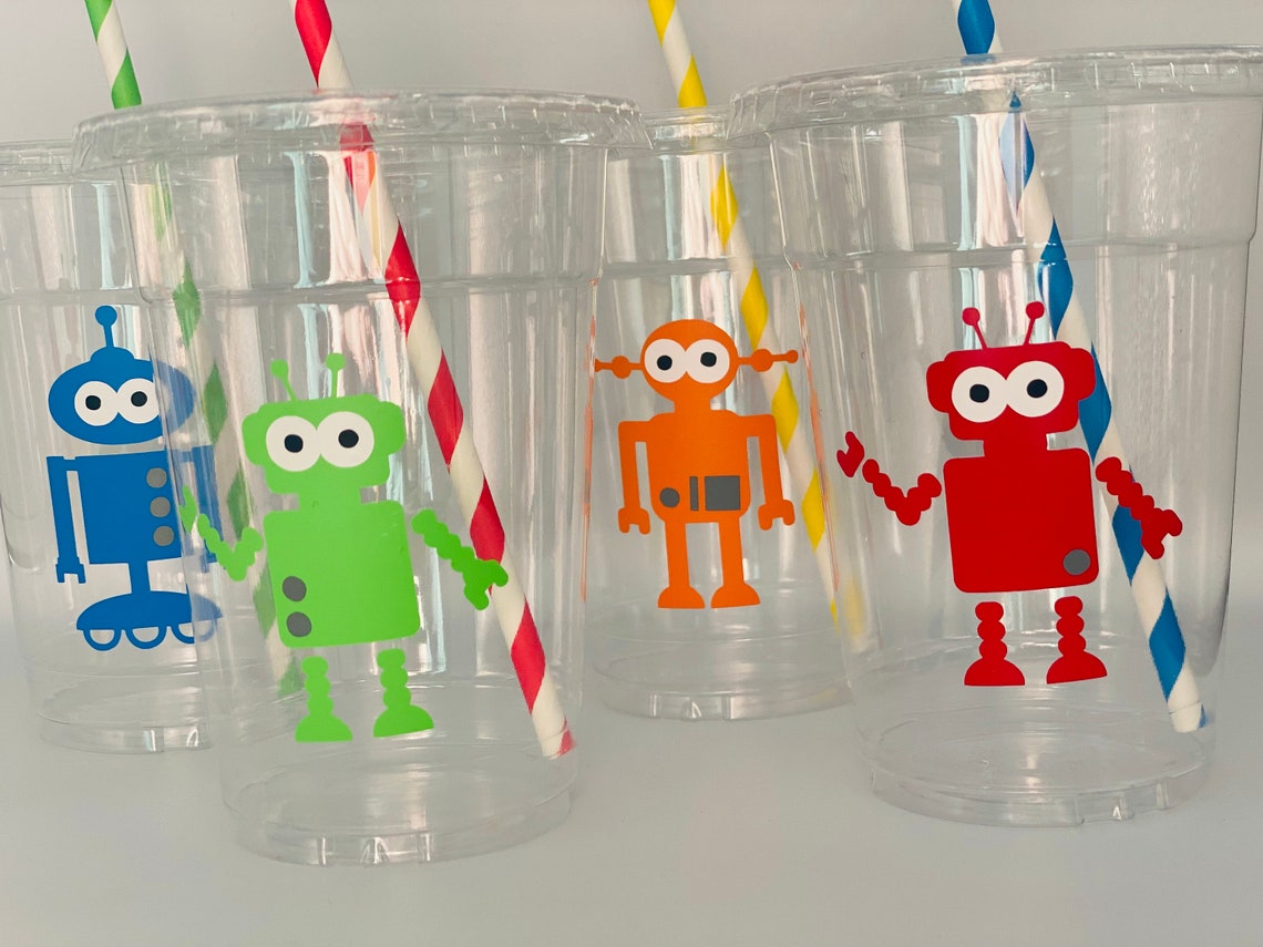 Robot Party Cups Robot Birthday Party Cups Robot Baby Shower - Etsy