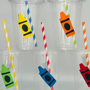 Crayon Party Cups, Art Party Cups, Artist Party, Crayon Birthday Party ...