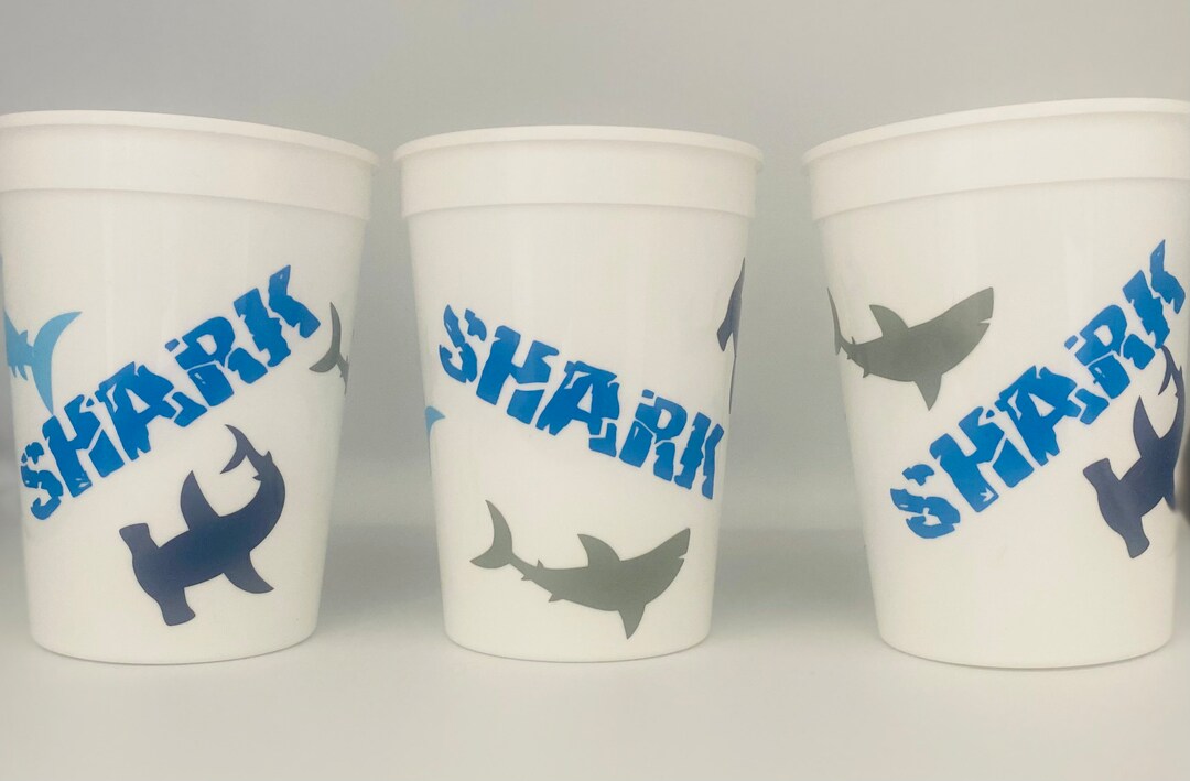 Shark Party Cups, Shark Birthday Party Cups, Shark and Mermaid Party ...