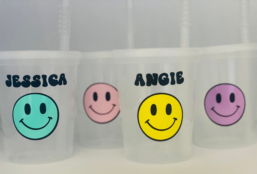Smiley Party Cups, Smiley Birthday Party Favors, Reusable Cups, Custom ...
