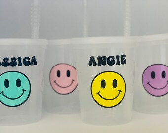 SMILEY FACE CUPS One Happy 1st Birthday Happy Smiley Face - Etsy
