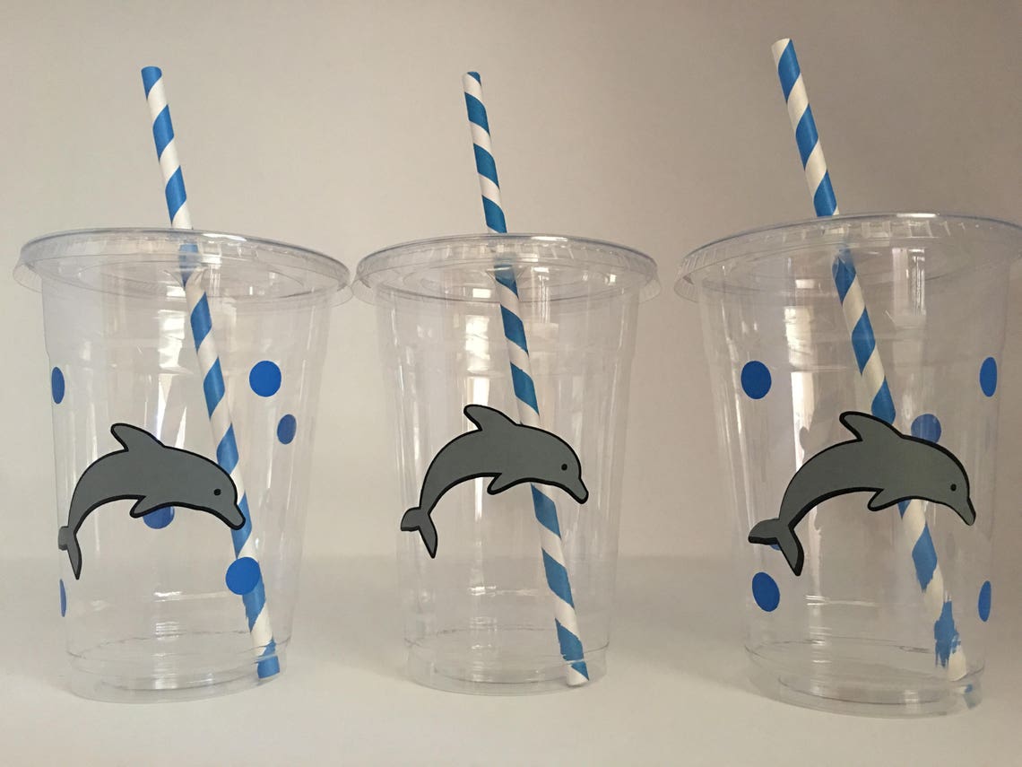 Dolphin Party Cups Ocean Party Cups Dolphin Birthday Party - Etsy