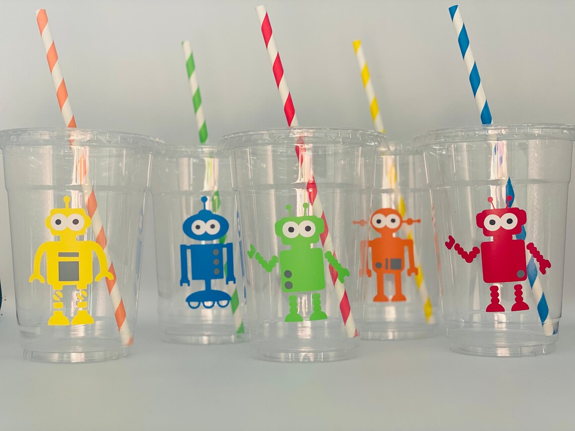 Robot Party Cups, Robot Birthday Party Cups, Robot Baby Shower Cups ...