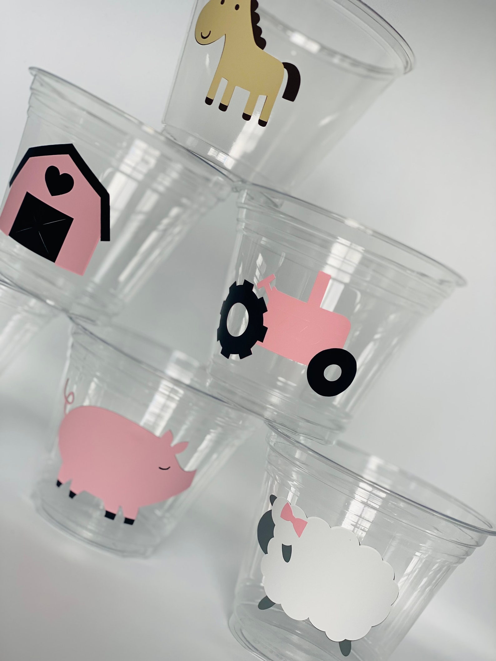 Girl Farm Party Snack Cups, Farm Party Snack Cups, Girly Farm Party ...