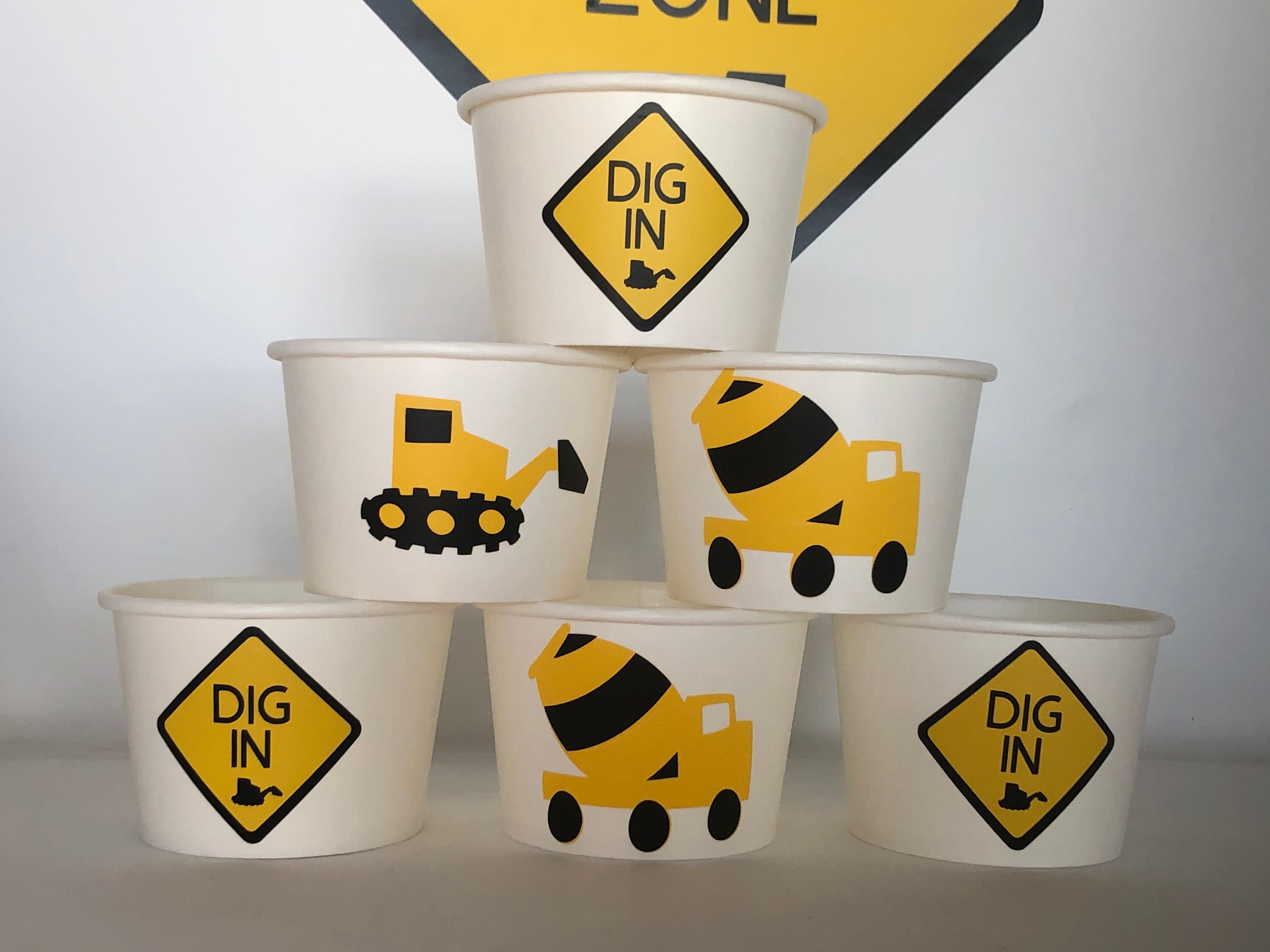Construction Party Snack Cups Construction Birthday Party - Etsy