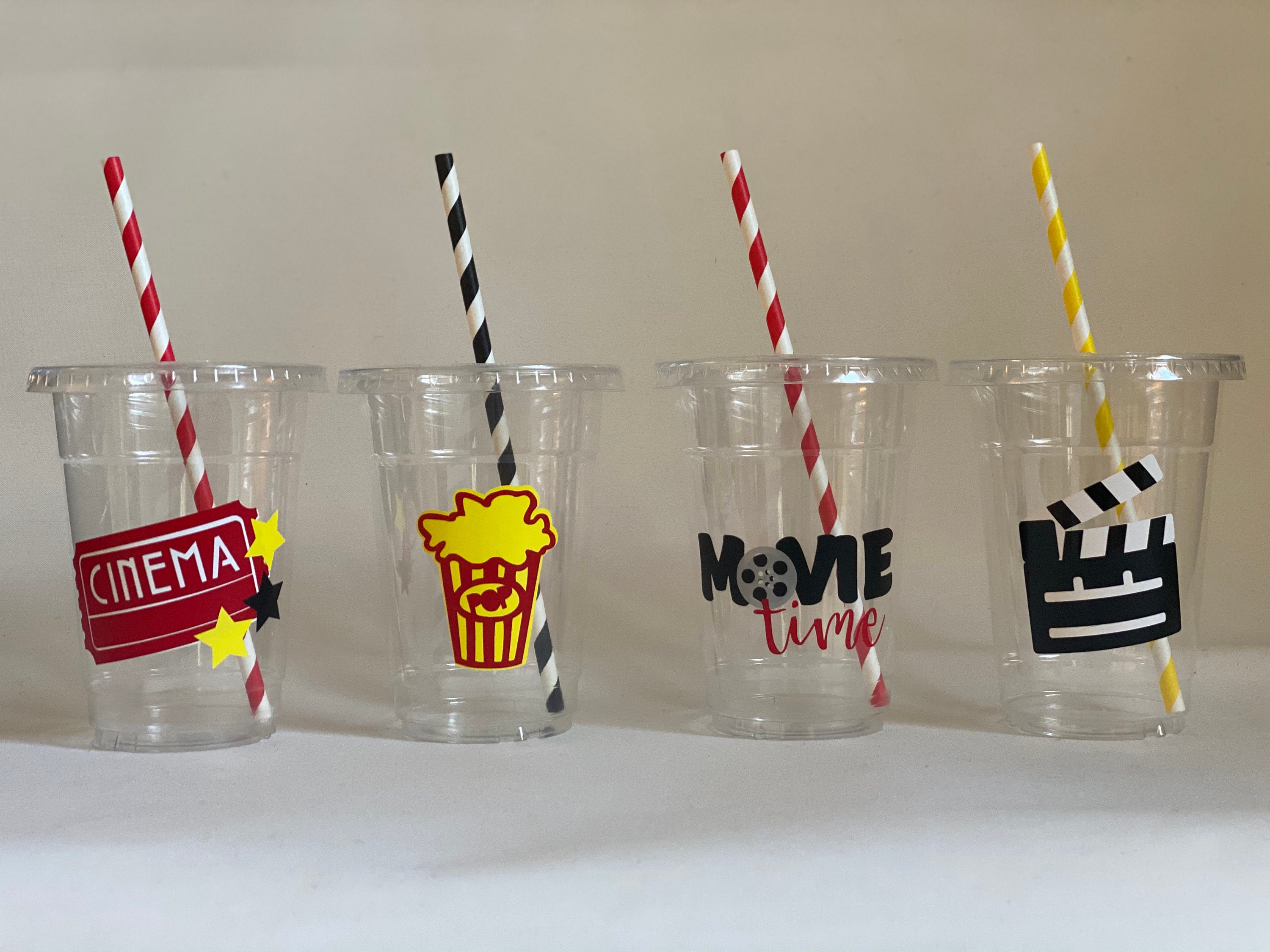 Popcorn Party Cups Movie Party Cups Popcorn Birthday Party - Etsy