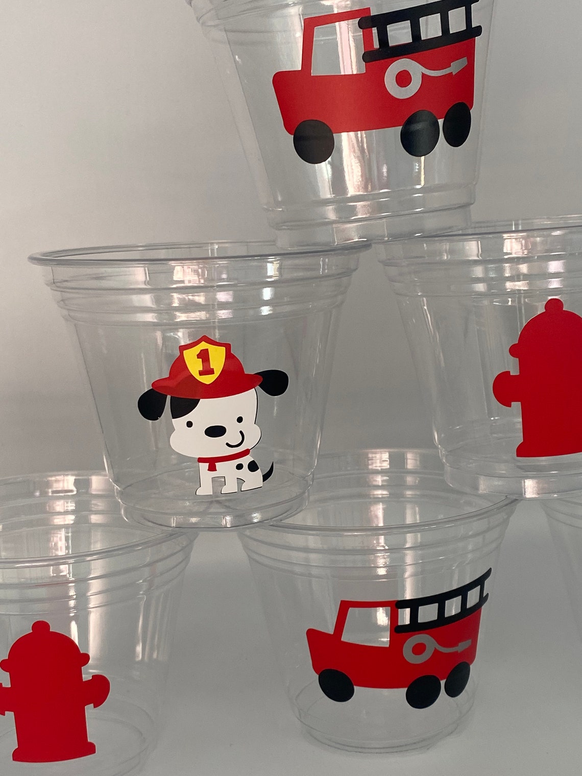 Fireman Party Cups Firetruck Party Cups Fireman Birthday - Etsy