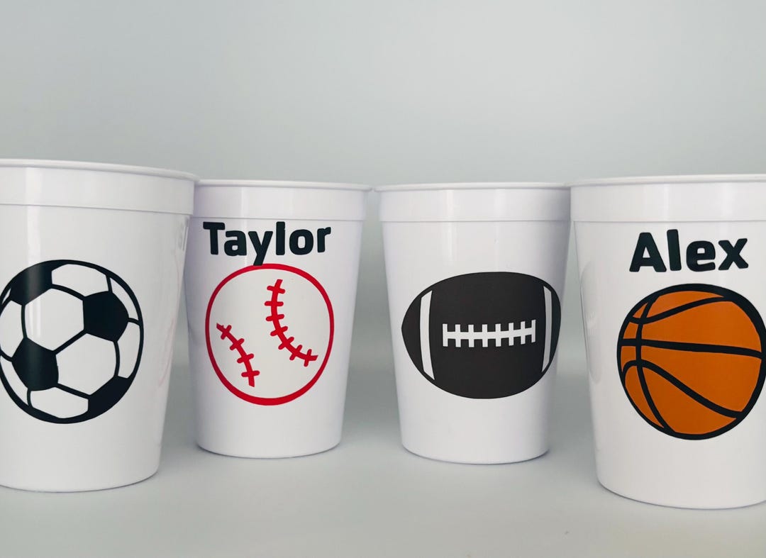 Sport Party Cups, Basketball Party, Sports Baby Shower Cups, Sports ...