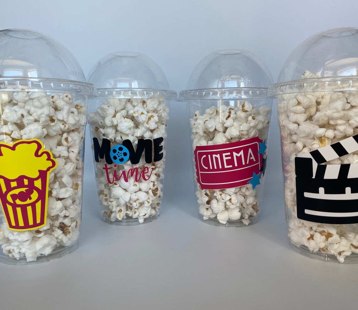 Popcorn Party Cups Movie Party Cups Popcorn Birthday Party - Etsy