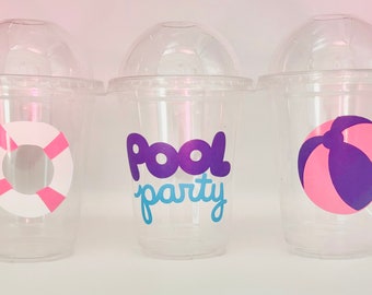 POOL PARTY CUPS Pool Cups Pool Birthday Cups Pool Party Favors Pool ...