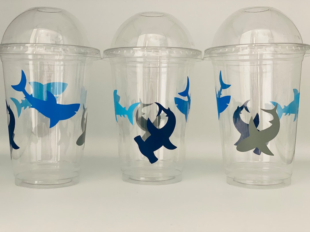 Shark Party Cups, Shark Birthday Party Cups, Shark and Mermaid Party ...