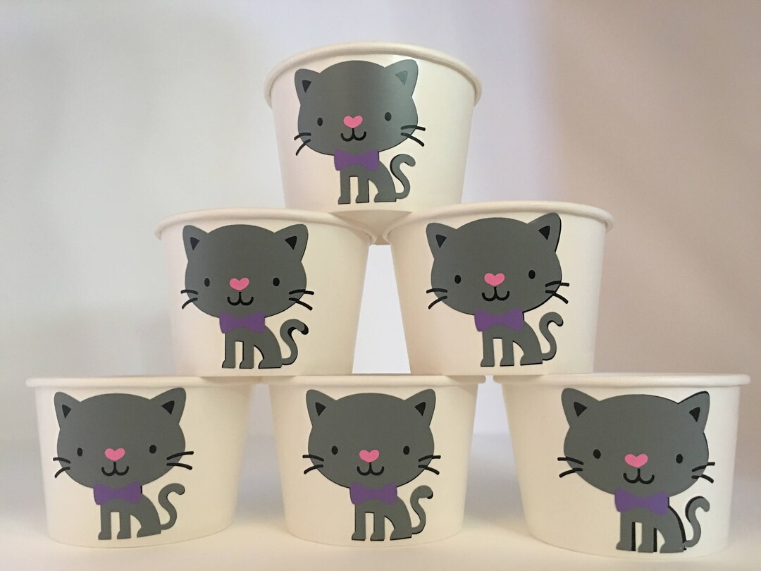 Cat Party Snack Cups, Kitten Party Snack Cups, Cat Birthday Party Cups ...