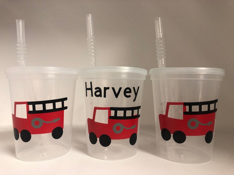 Fireman Party Cups Firetruck Party Cups Fireman Birthday - Etsy