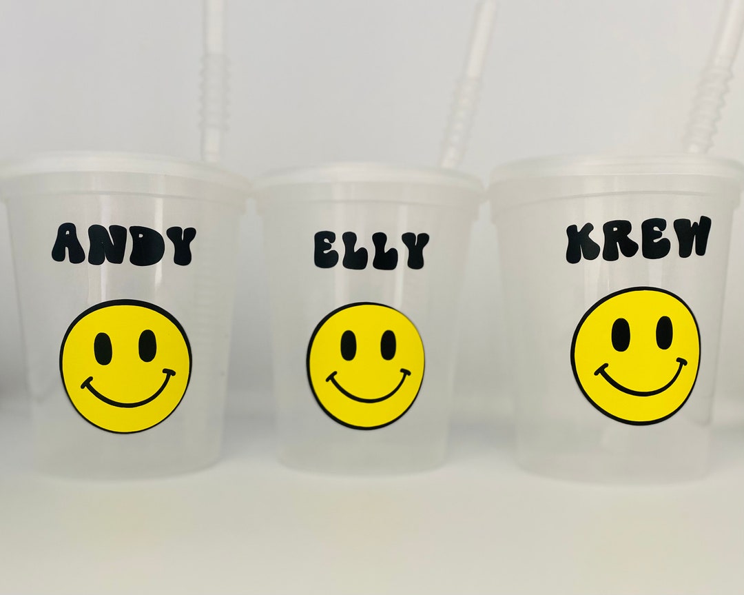 Smiley Party Cups, Smiley Birthday Party Favors, Reusable Cups, Custom ...