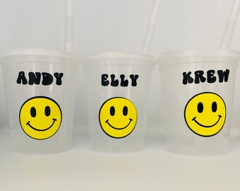 SMILEY FACE CUPS One Happy 1st Birthday Happy Smiley Face - Etsy