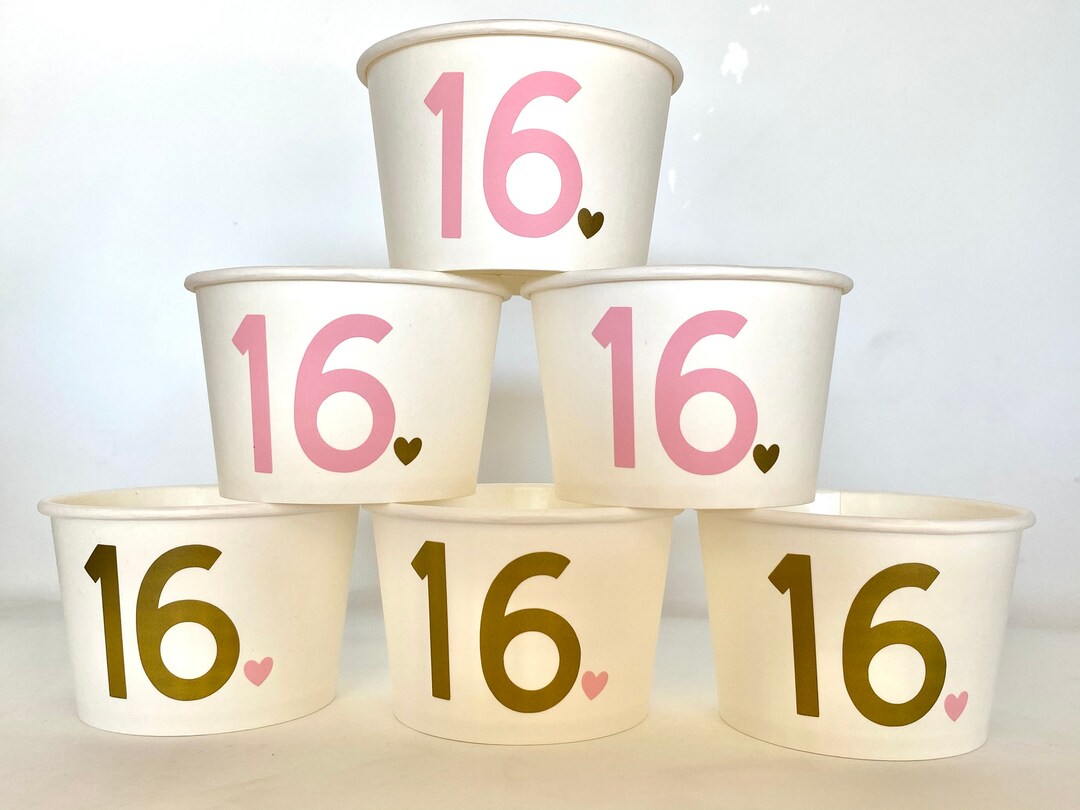 Sweet 16 Party Cups, Sweet 16 Birthday Party Cups, Sweet 16 Party ...