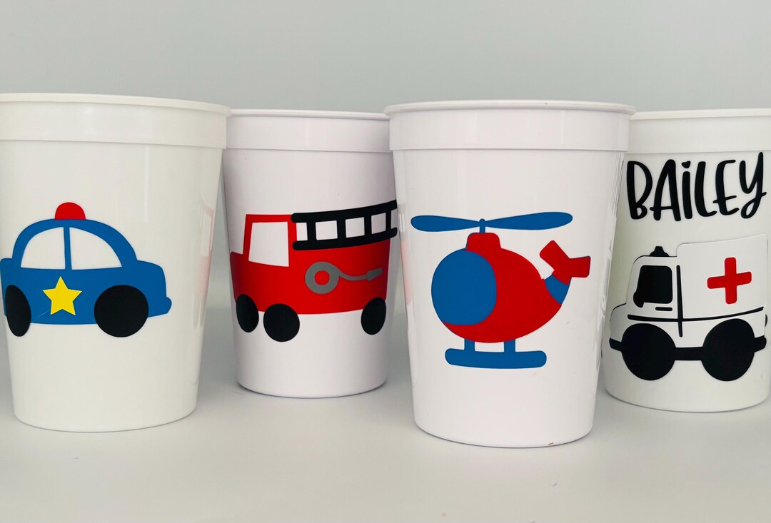 Emergency Party Cups, Emergency Vehicle Birthday Party, Cop Party, Cop ...