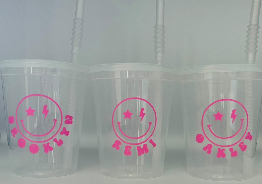 Smiley Party Cups, Smiley Birthday Party Favors, Reusable Cups, Custom ...